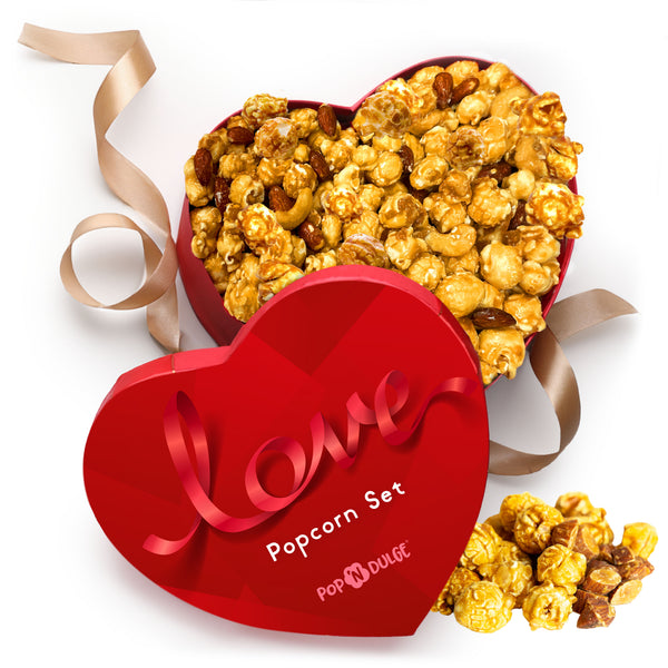 Gourmet Popcorn Caramel and Candied Nuts Heart-Shaped Gift Box – Pop 'N ...